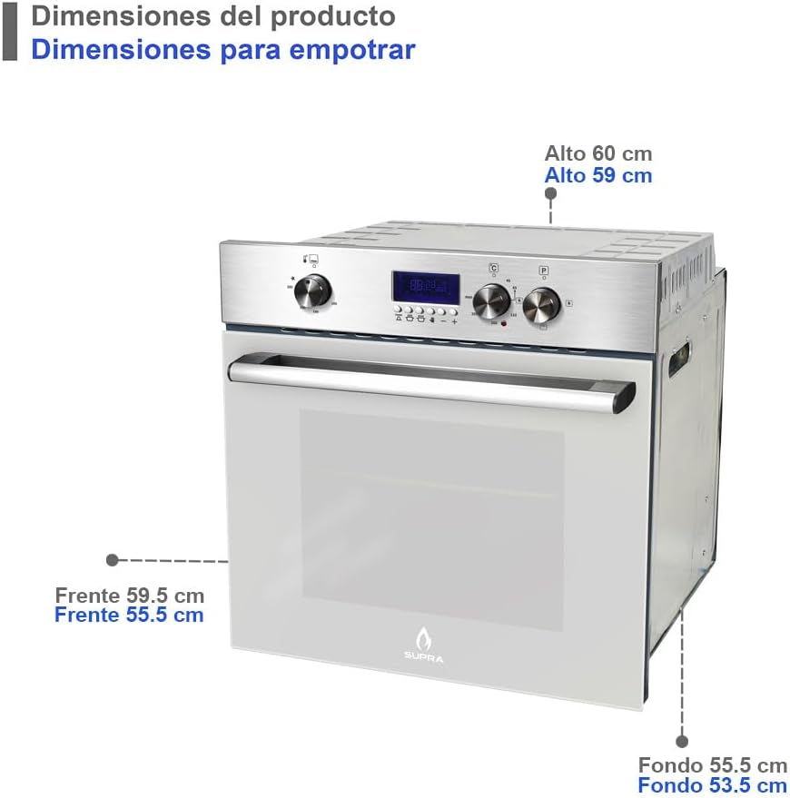 SUPRA HORNO SILVER VORTEX INOX 60CM – Castel BAASA Solvex